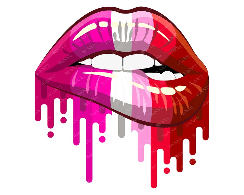 Lgbt Pride Lips Bundle Dripping Lips Lip Print Sexy Biting Etsy