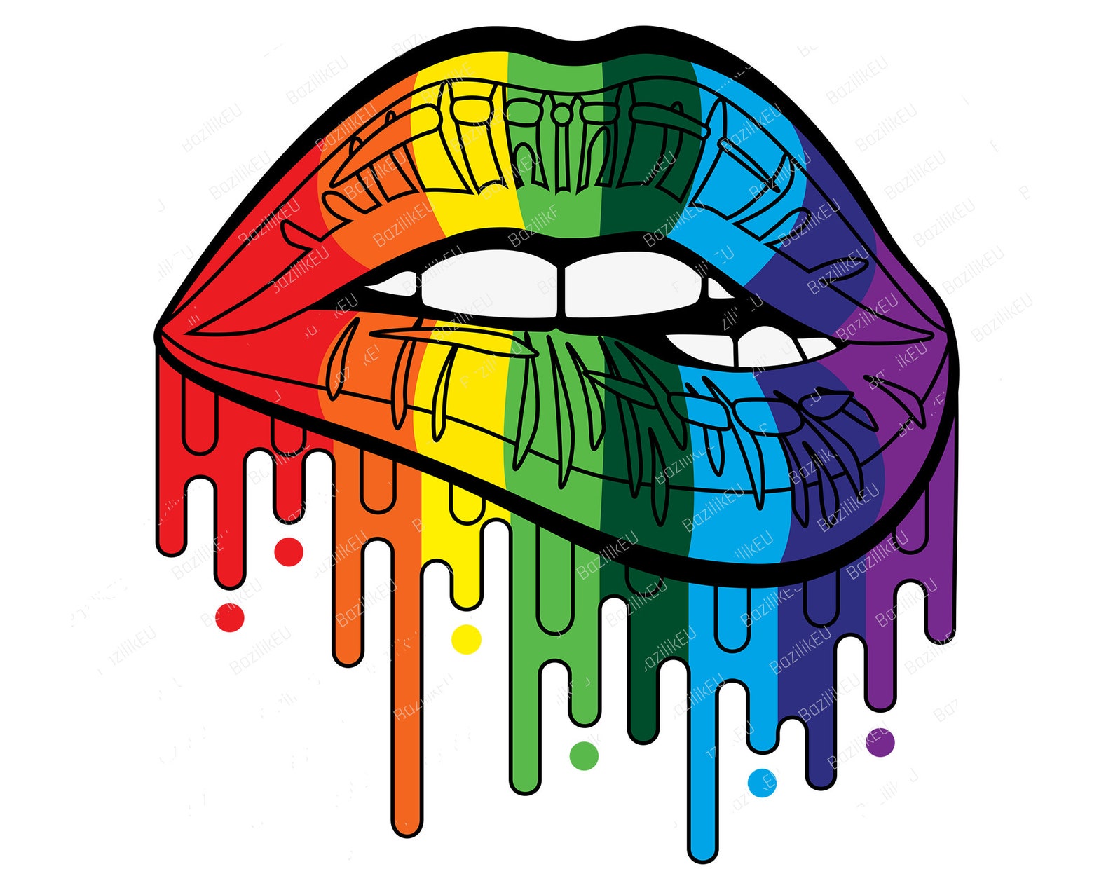 Lgbt Pride Lips Svg Dripping Lips Lip Print Sexy Biting Etsy