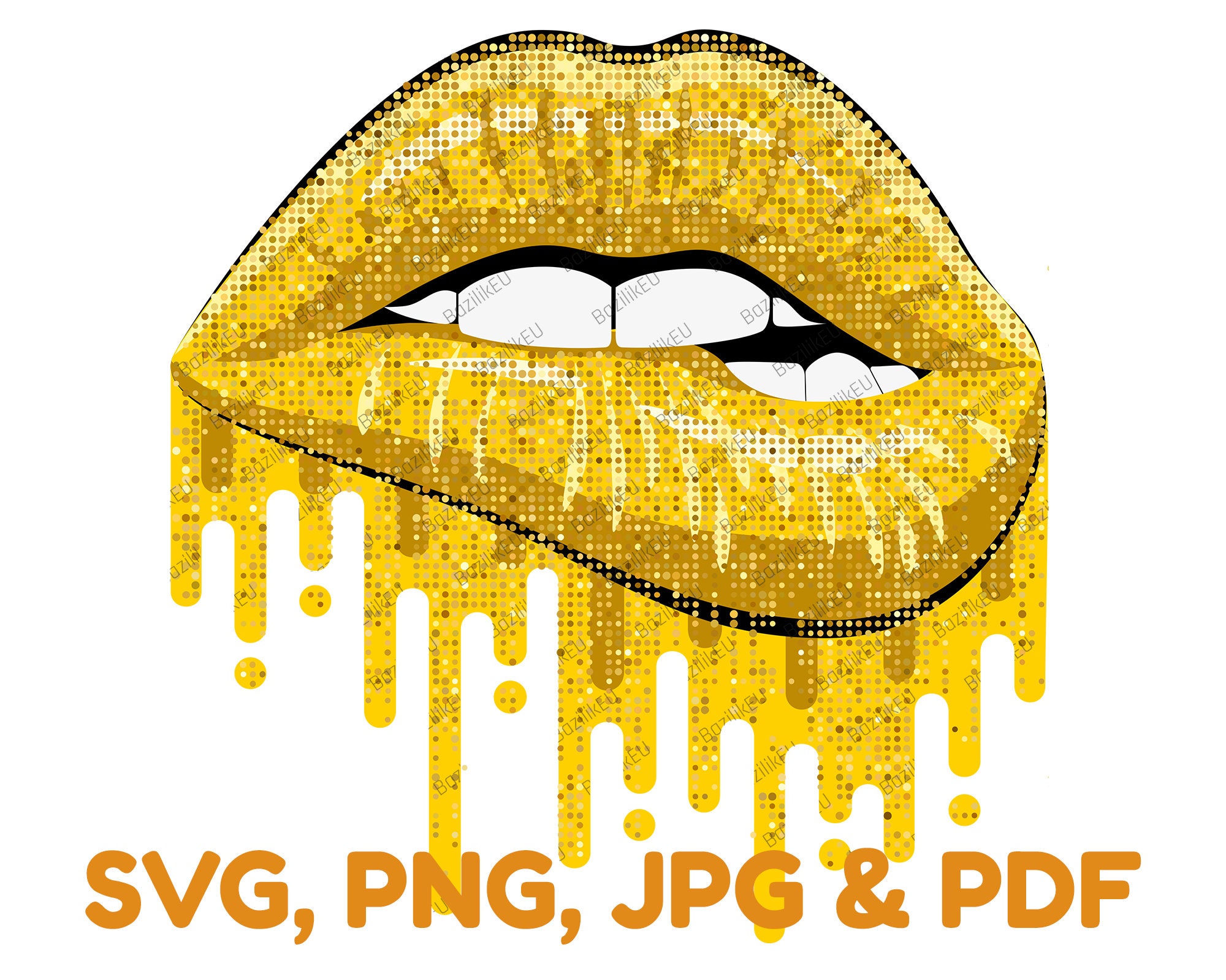 Labios Dorados SVG Mordedura de Labios Labios Goteando SVG | Etsy
