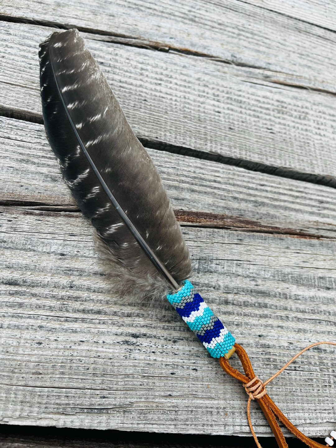 Beaded Turkey Feather, Beaded Feather, Peyote Feather, Western Decor - Etsy