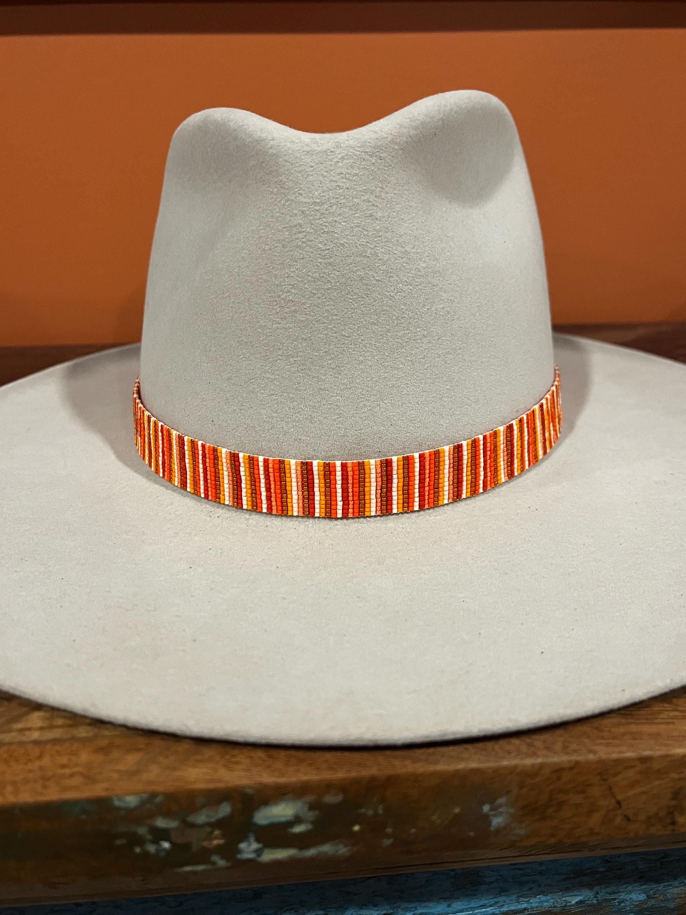 Beaded Hatband, Cowboy Hatband, Hat Band, Orange Beaded Hatband - Etsy