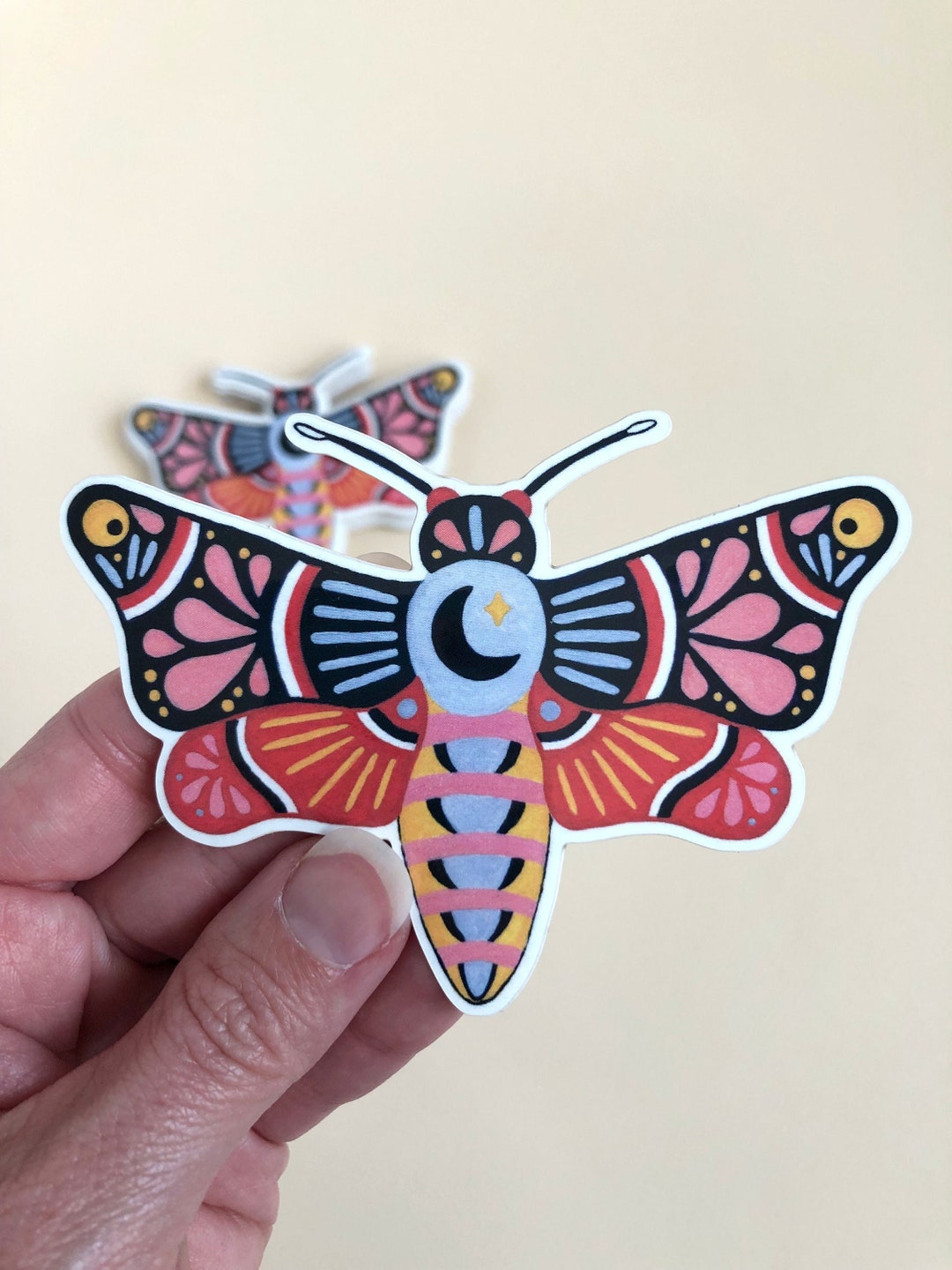 Deathshead Moth Vinyl Sticker | Water Bottle Sticker | Laptop Decal ...