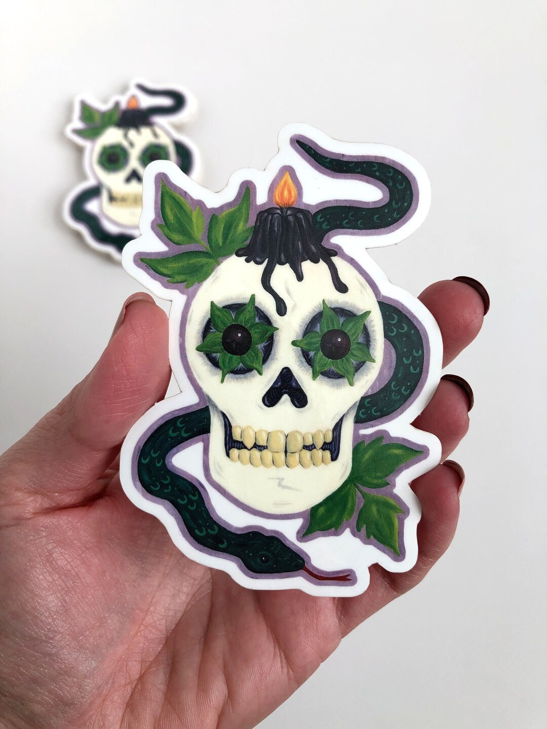 Greta Skull Sticker | Creepy Art | Gothic Sticker | Clear Sticker ...