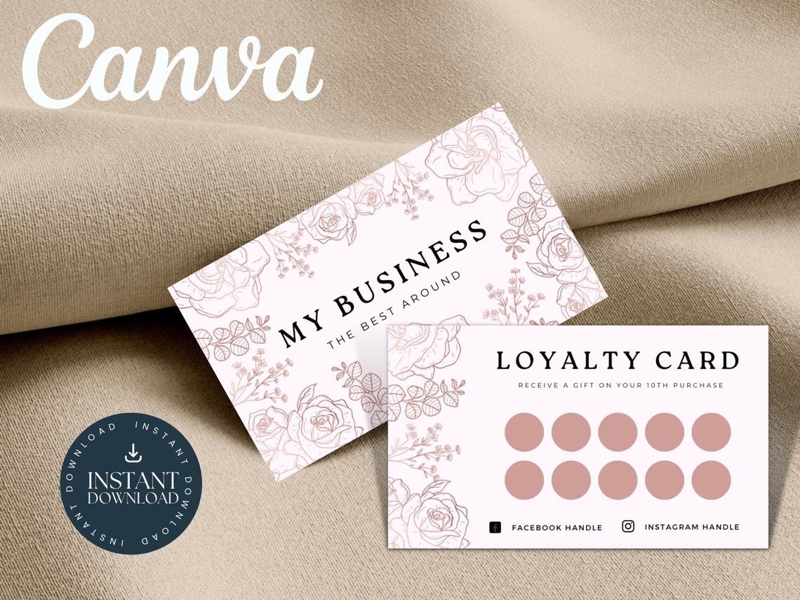 Loyalty Card Template, Small Business Supplies, Printable Loyalty Card ...