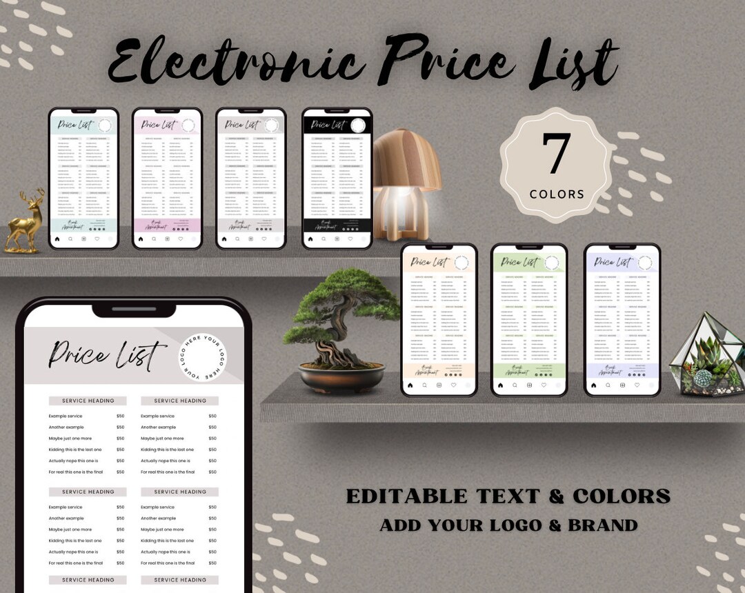 Digital Price List Editable Template Brand and Logo Instant - Etsy
