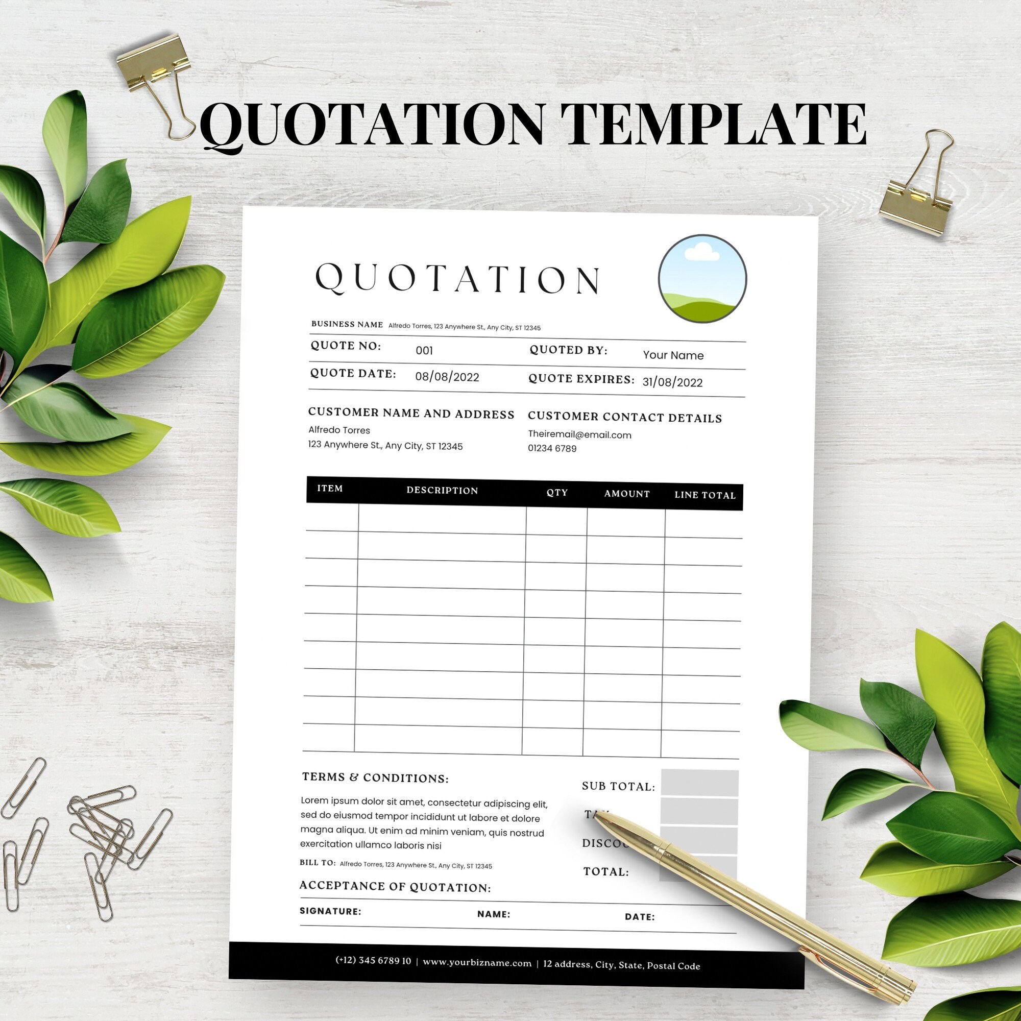 Job Estimate Template, Customisable Quotation, Job Proposal Template ...