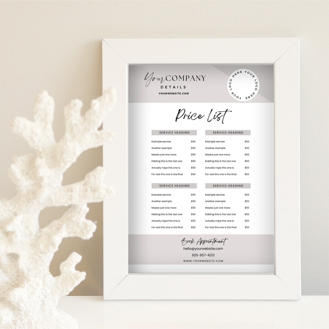 Price List Template for Small Business, Digital Brand and Logo Price ...