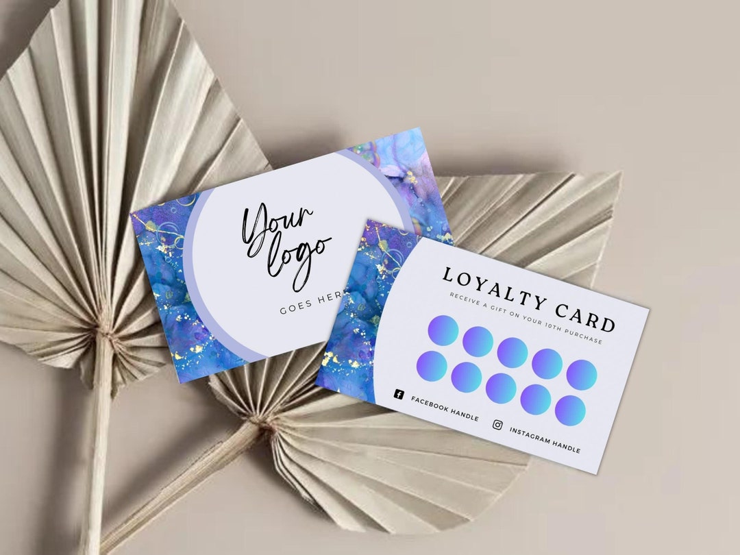 Loyalty Card Custom, Loyalty Card for Small Business, Blue and Gold ...