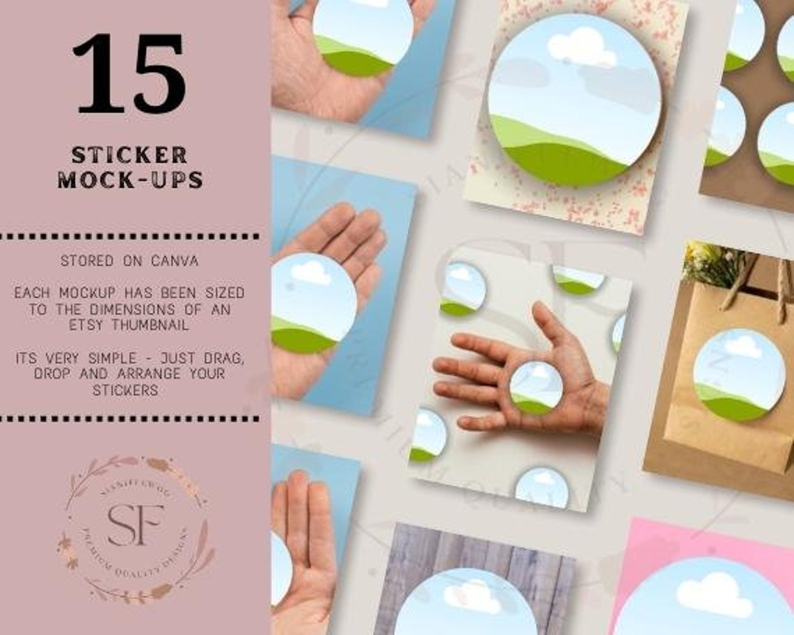 Sticker Mockup Canva, Round Sticker Mockup, Sticker Mockup Bundle ...