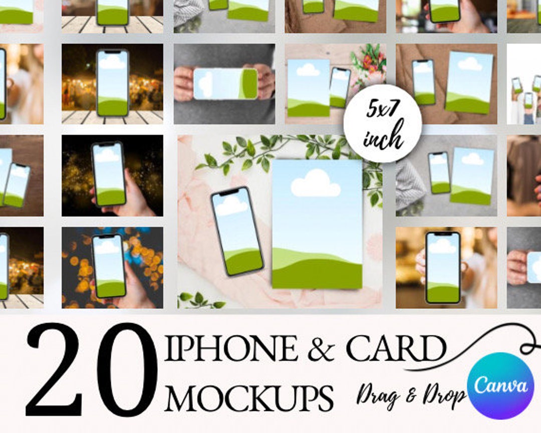 Cellphone Mockup, Card and Device Mockup, iPhone Screen Mockup, Digital ...