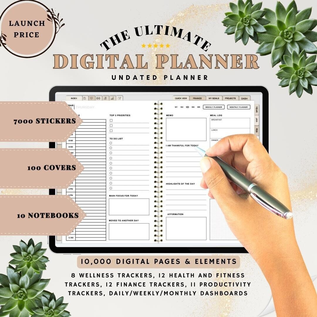 Undated Digital Planner Bundle, Goodnotes, Android Notability, Daily ...