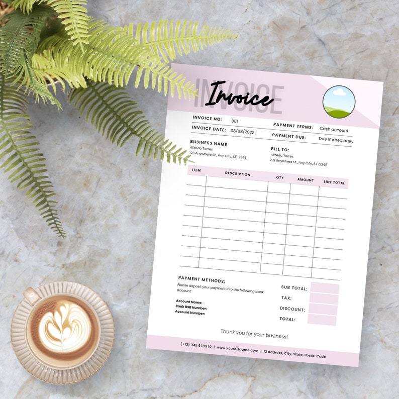 Simple Invoice Template, Instant Download, Editable Doc on Canva, PDF ...