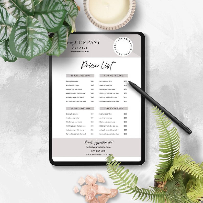 Price List Template for Small Business, Digital Brand and Logo Price ...