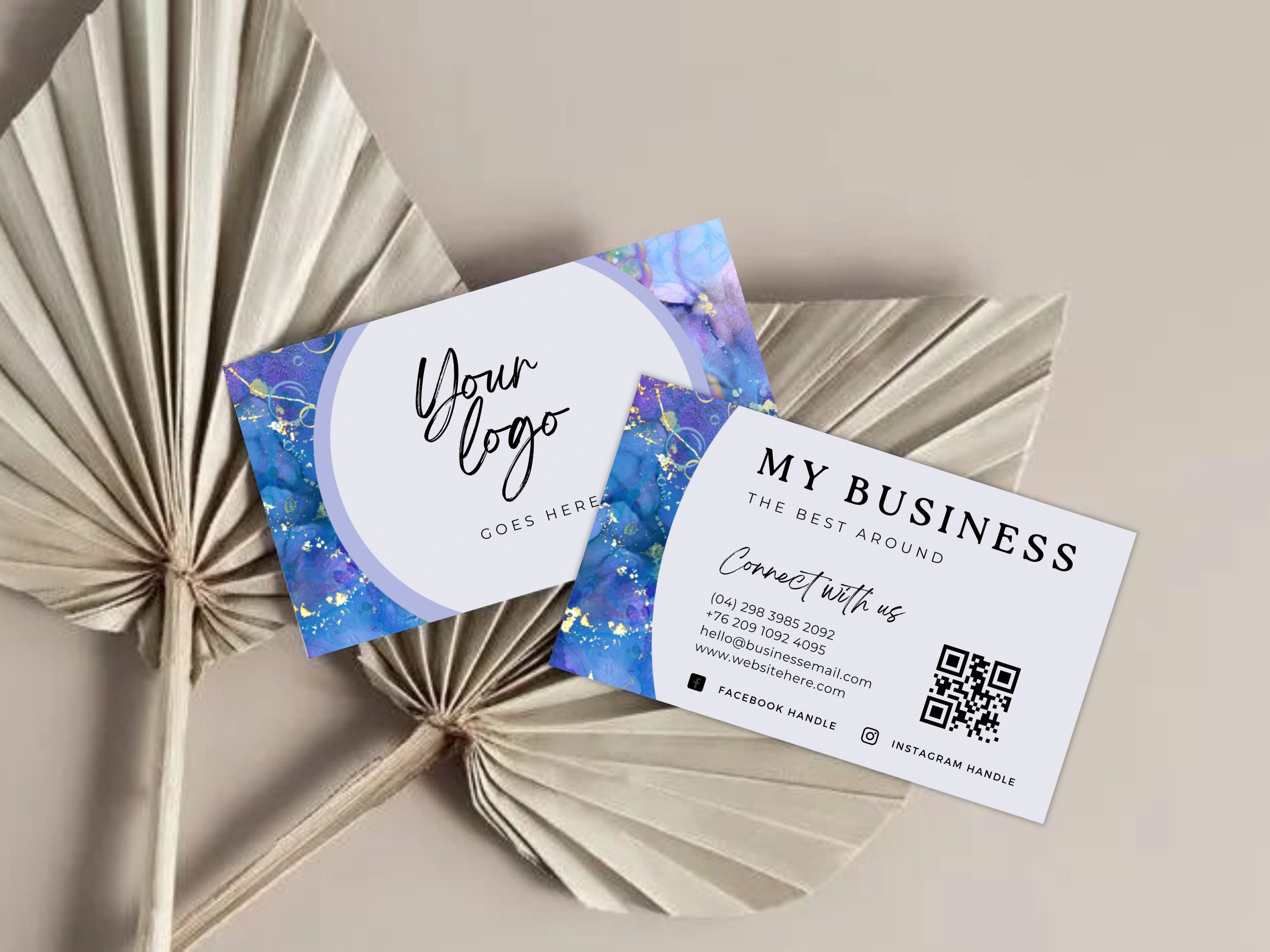 Blue and Gold Business Card, Sparkle Blue Business Card, Sparkle ...