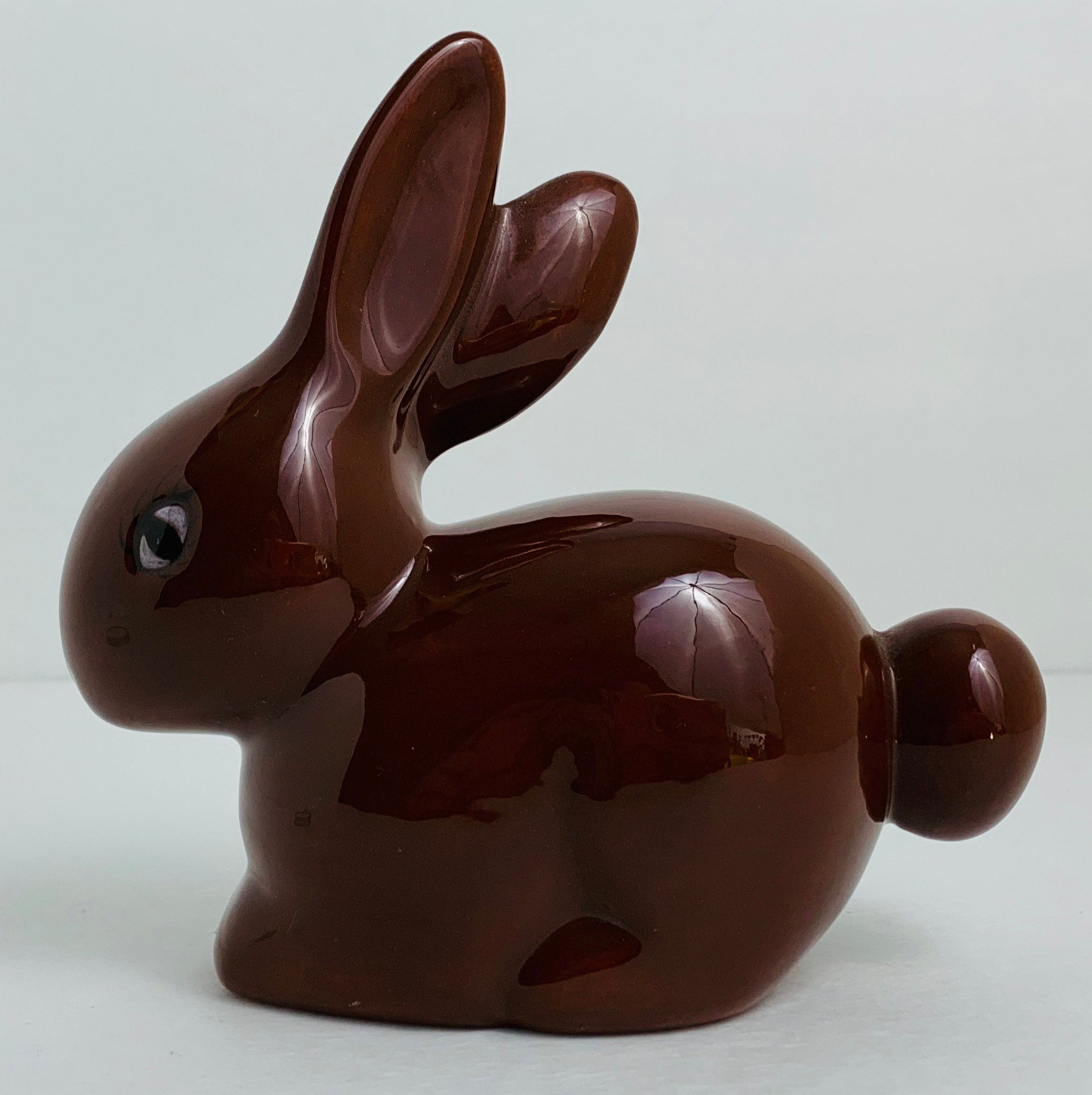 Figurine Bunny Brown Hand Painted Ceramic 1982 - Etsy