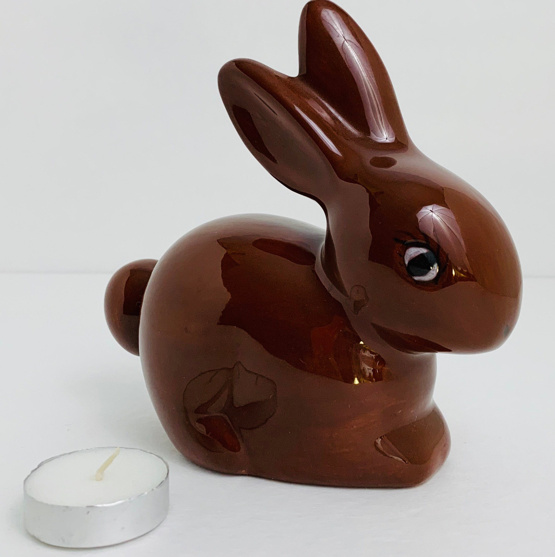 Figurine Bunny Brown Hand Painted Ceramic 1982 - Etsy