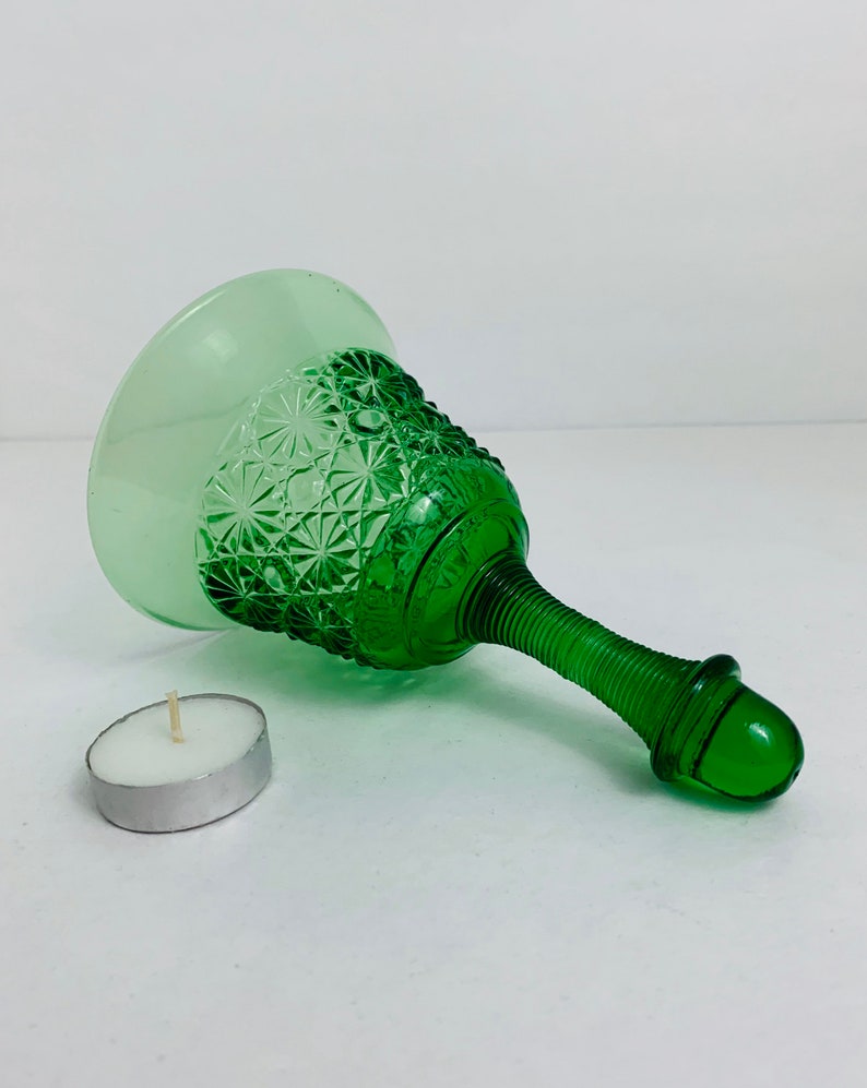 Bell Shaped Candy Dish (no Base) Daisy Button Green Glass L.E. Smith - Etsy