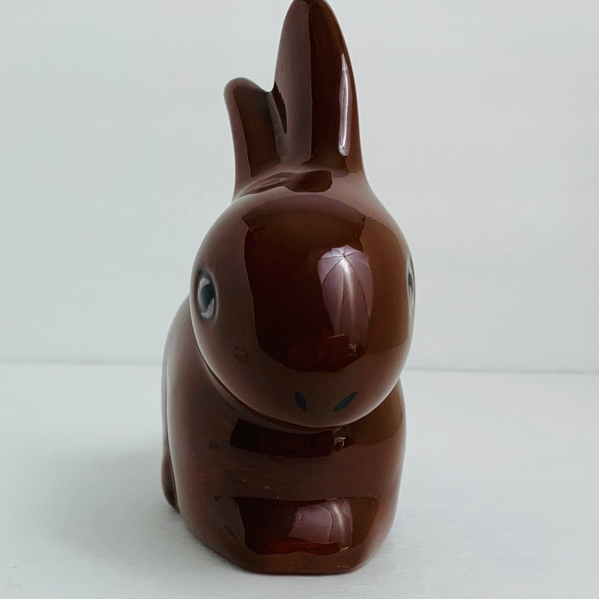 Figurine Bunny Brown Hand Painted Ceramic 1982 - Etsy