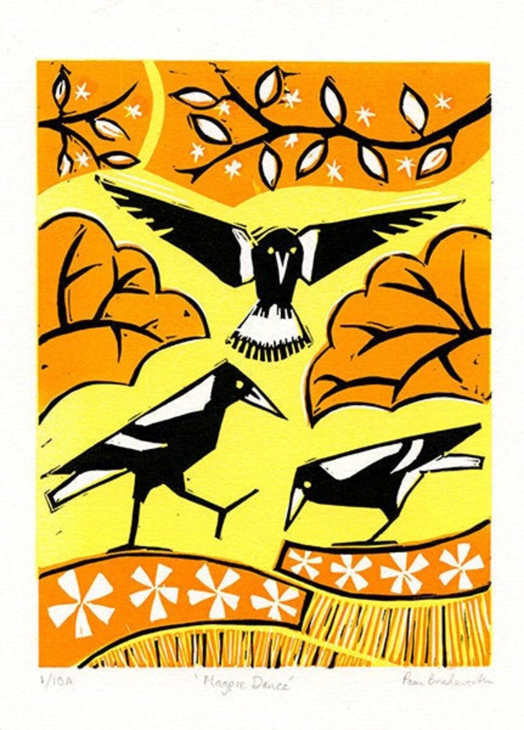 Australian Magpies, Linocut Print - Etsy