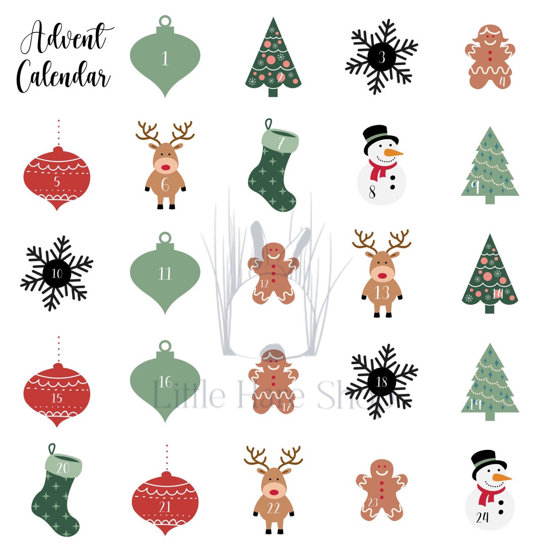 Christmas Advent Calendar Numbers Images for Christmas - Etsy