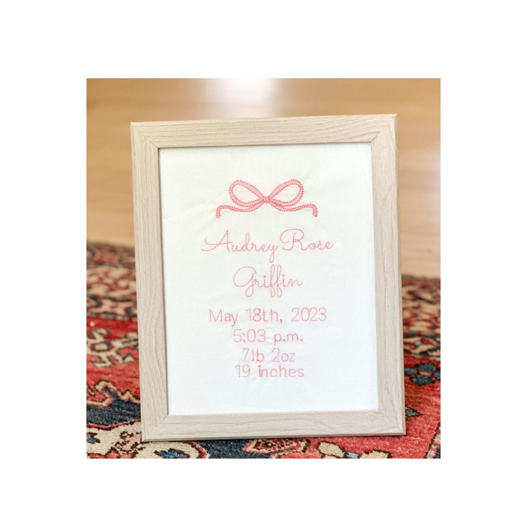 Birth Announcement Frame, Embroidered Baby Gift - Etsy