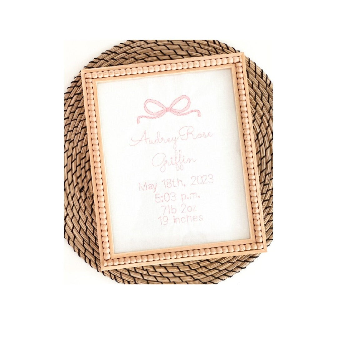 Birth Announcement Frame, Embroidered Baby Gift - Etsy