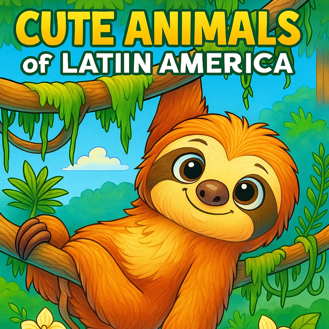 Cute Animals of Latin America Coloring Book | 30 Grayscale Printable ...