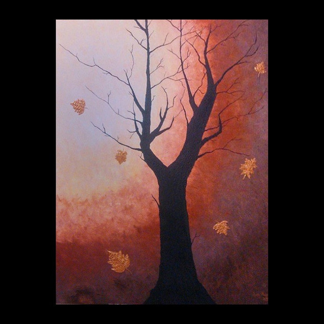 Large Tree Painting, Modern Art, Tree, Leaves, Fall, Contemporary Art ...