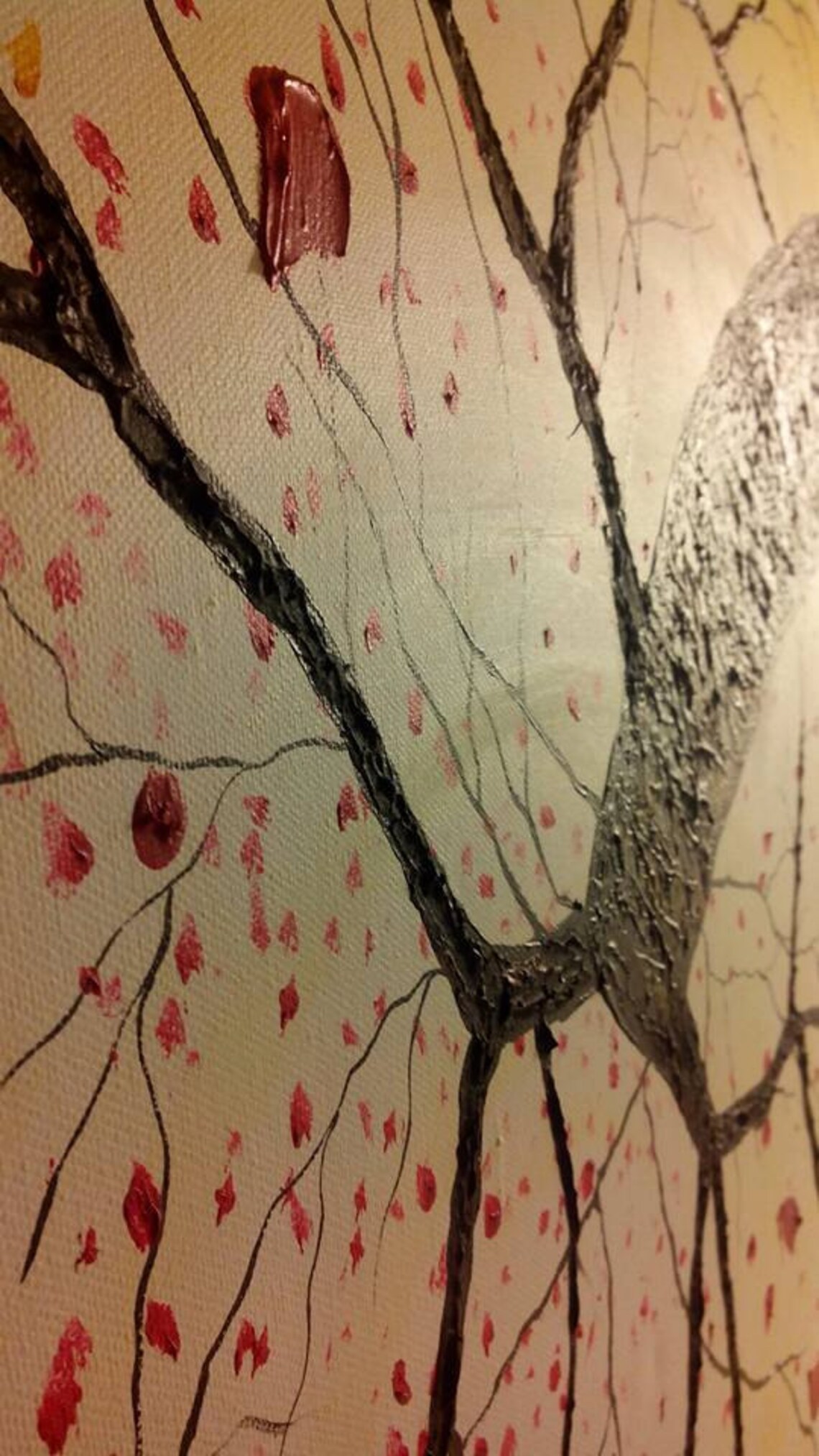 Tree Textured Painting Falling Leaves Original Acrylic Painting Sunny ...