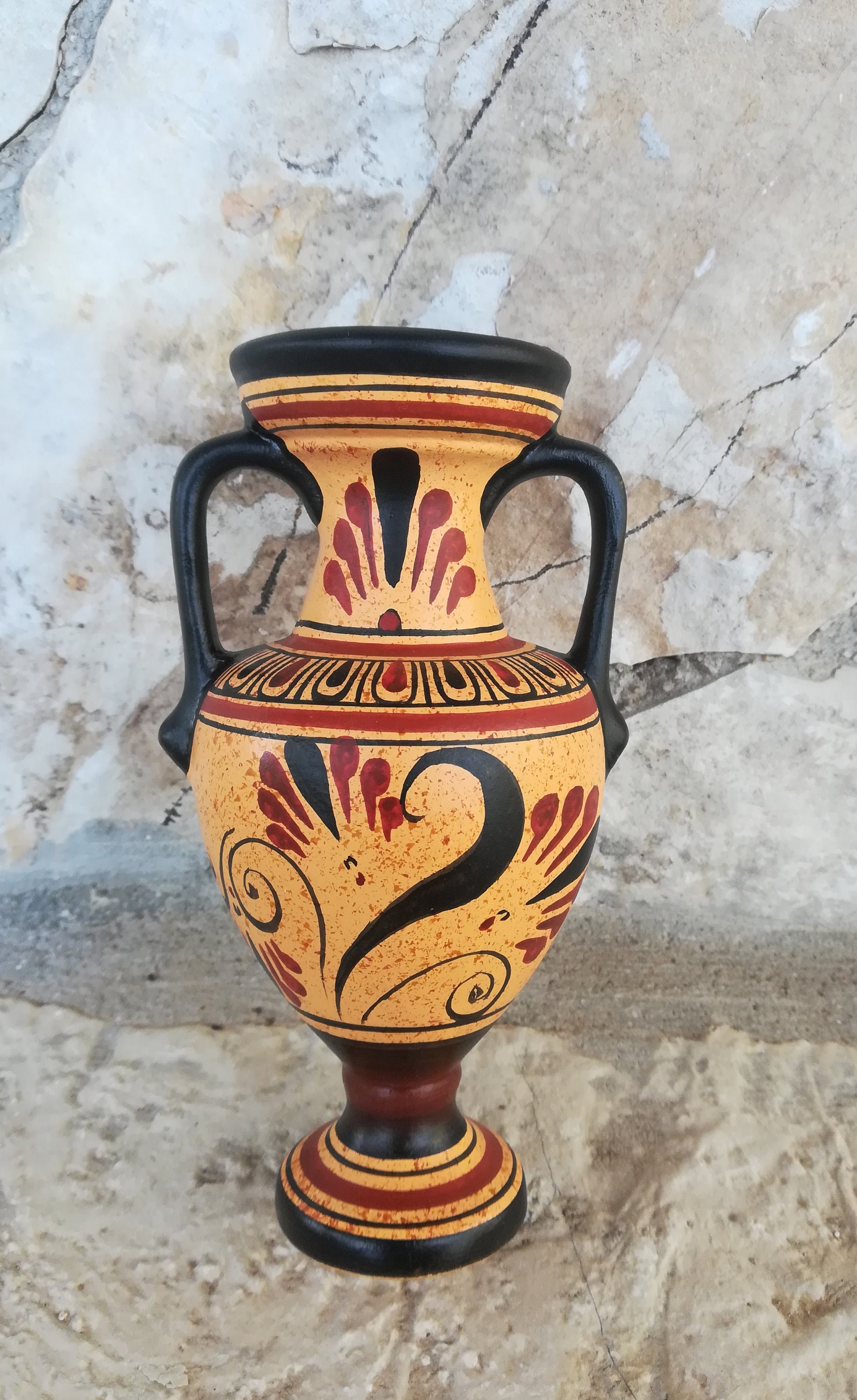 Handmade and Free Handpainted Amphora Shape Vase in Archaic - Etsy ...