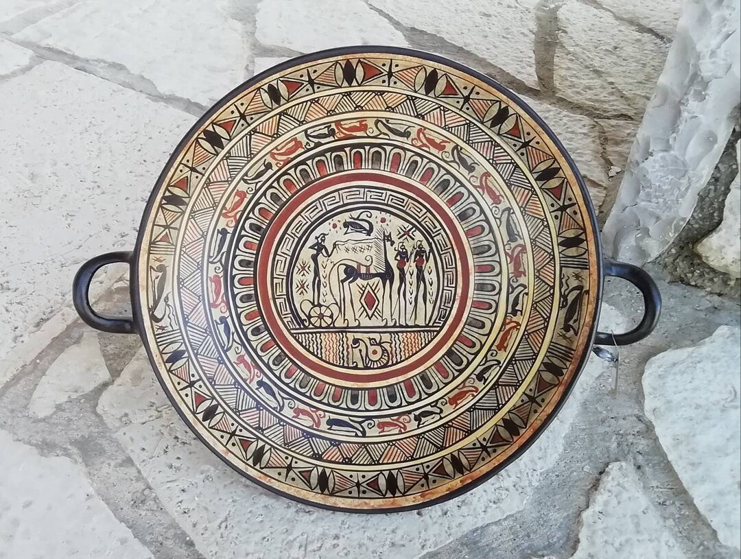 Kylix, Free Hand Painted and Decorated With Designs From the ...