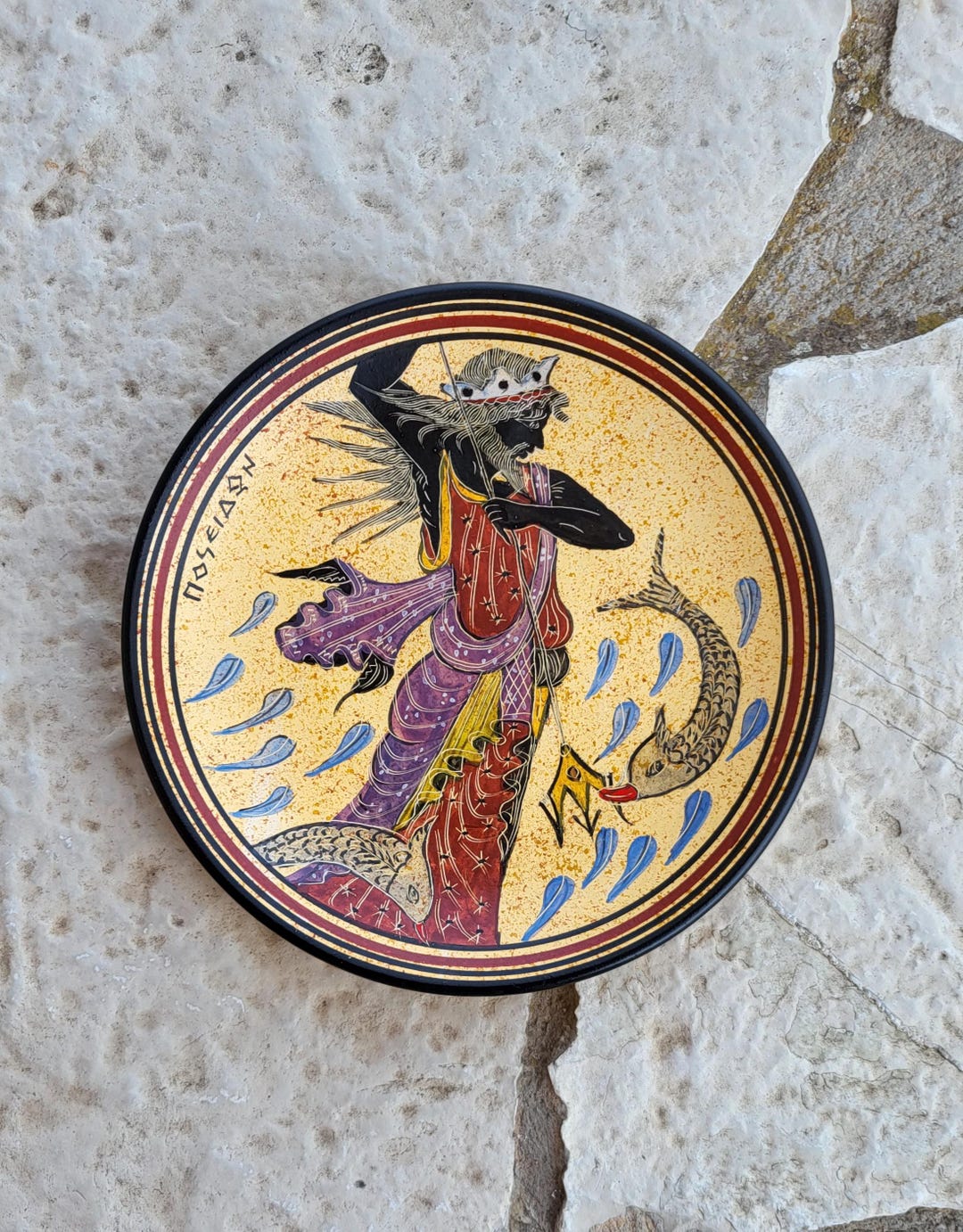Handmade and Free Hand Painted Plate Decorated in Archaic Style - Etsy