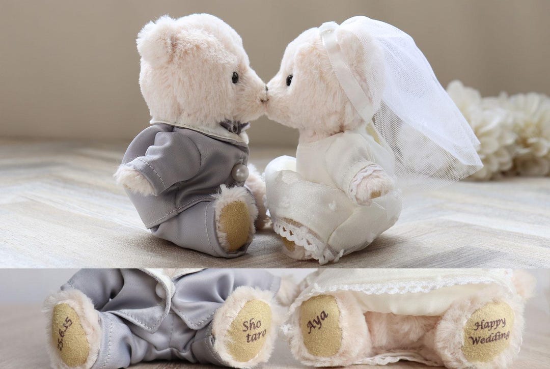 Kissing Wedding Teddy Bears - Personalized Bride and Groom Gift ...