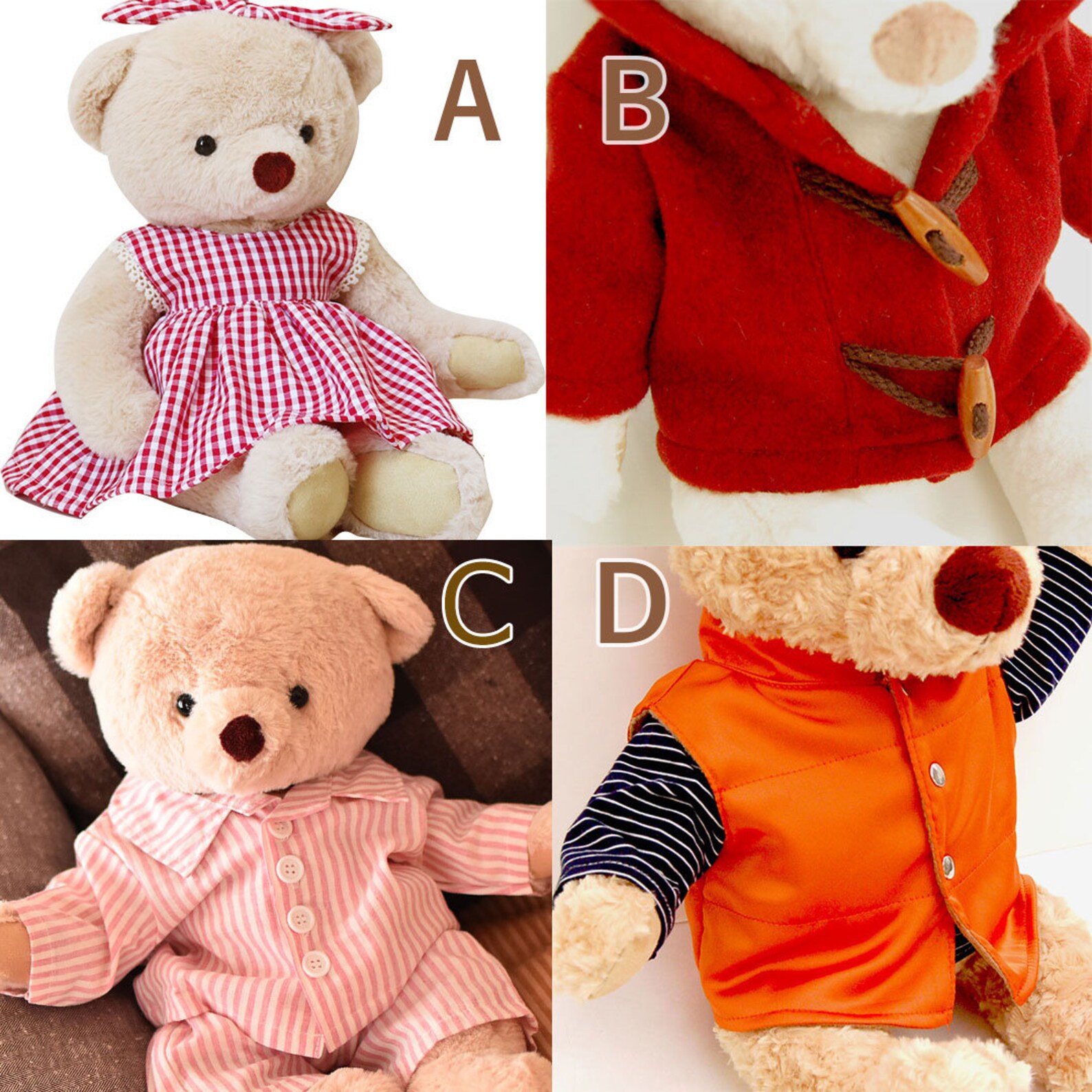4 Types of Clothes for Plushie Teddy Bear Clothing, Soft Toy Doll ...