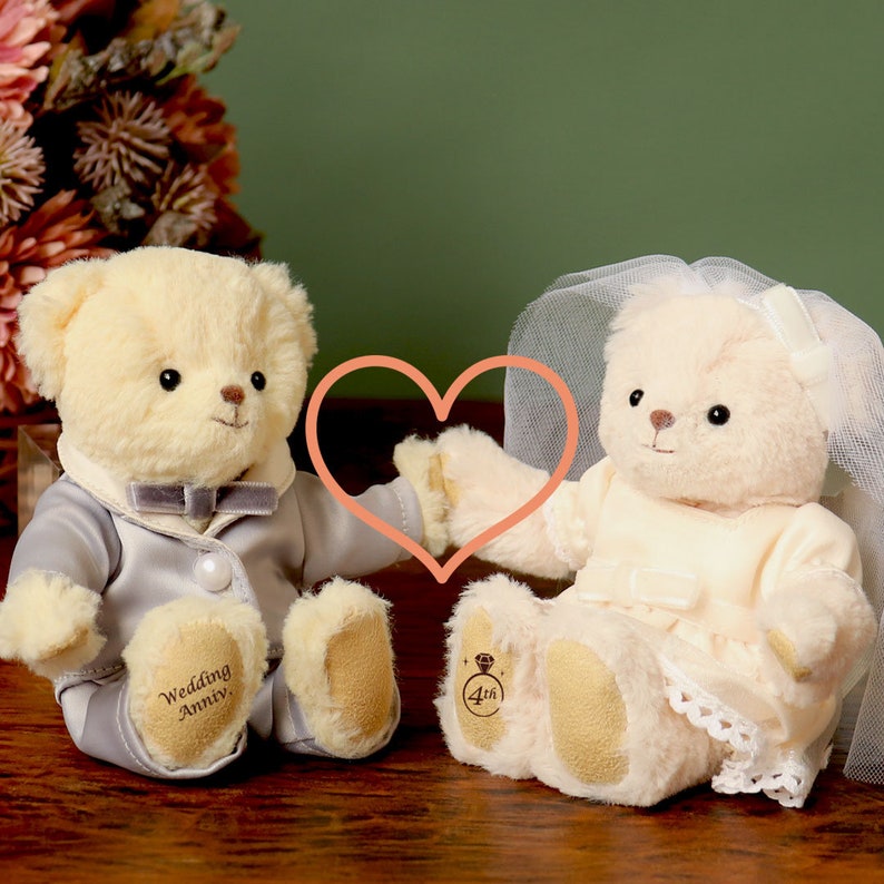Wedding Anniversary Teddy Bears Personalized Wedding Gift, Cute Bride ...