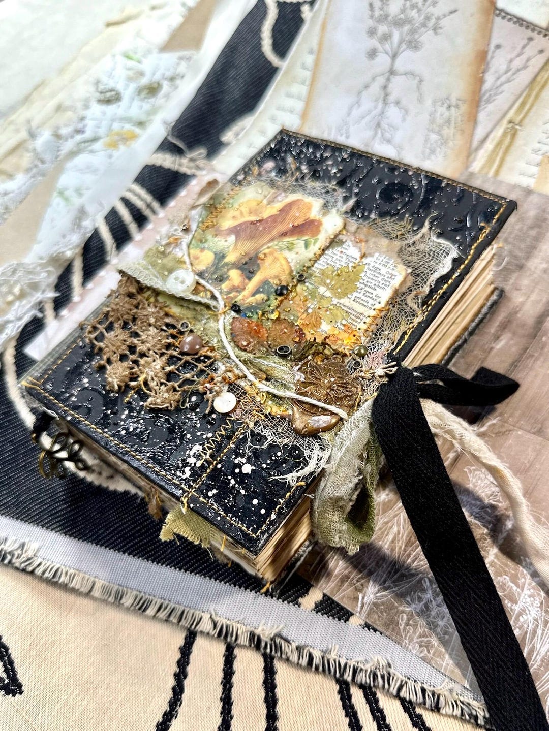 Rustic Black Notebook, A6, Vintage Handmade Junk Journal, Forest Old ...