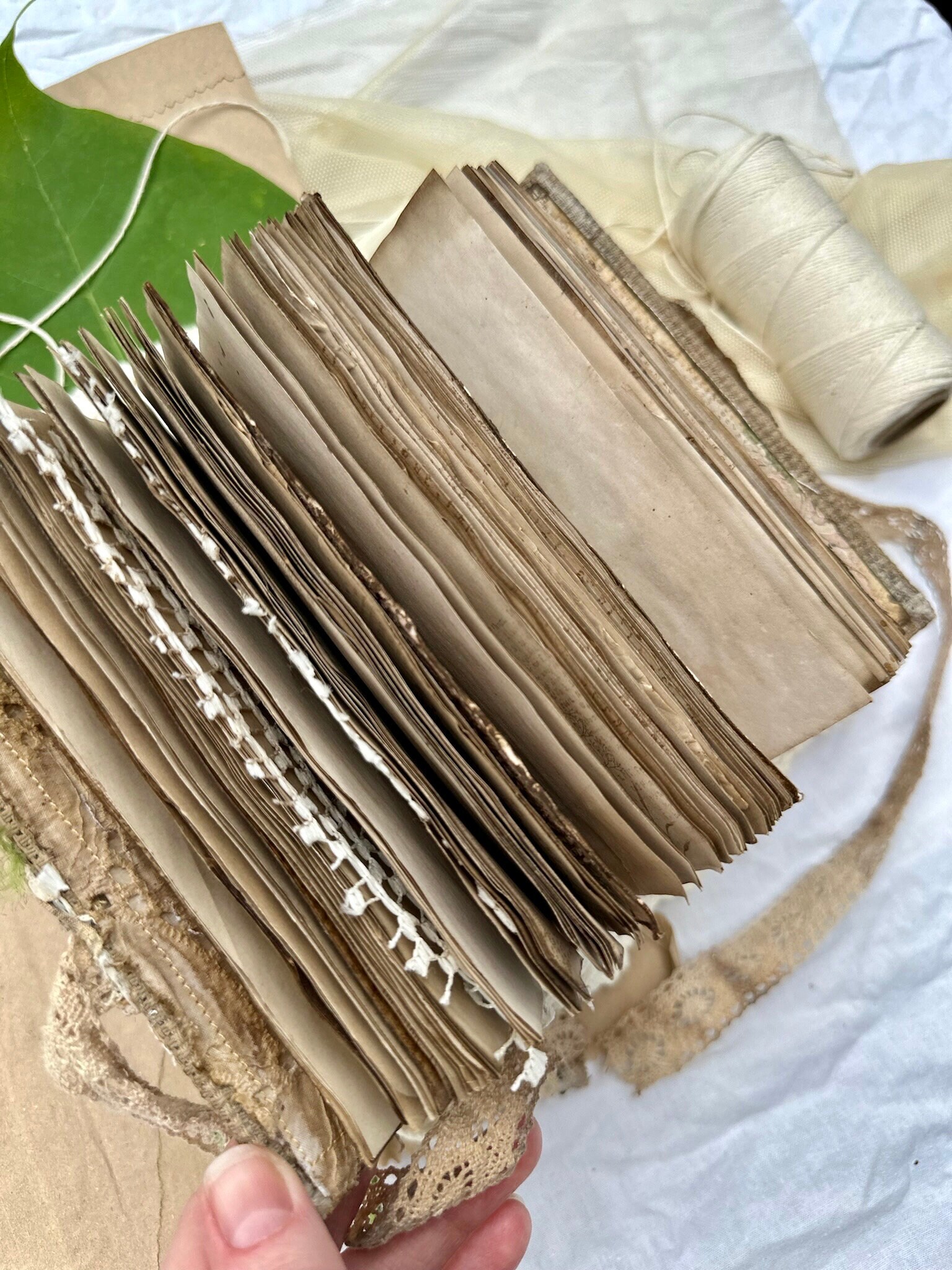 Rustic Burlap Notebook, A6, Vintage Handmade Junk Journal, Forest Old ...