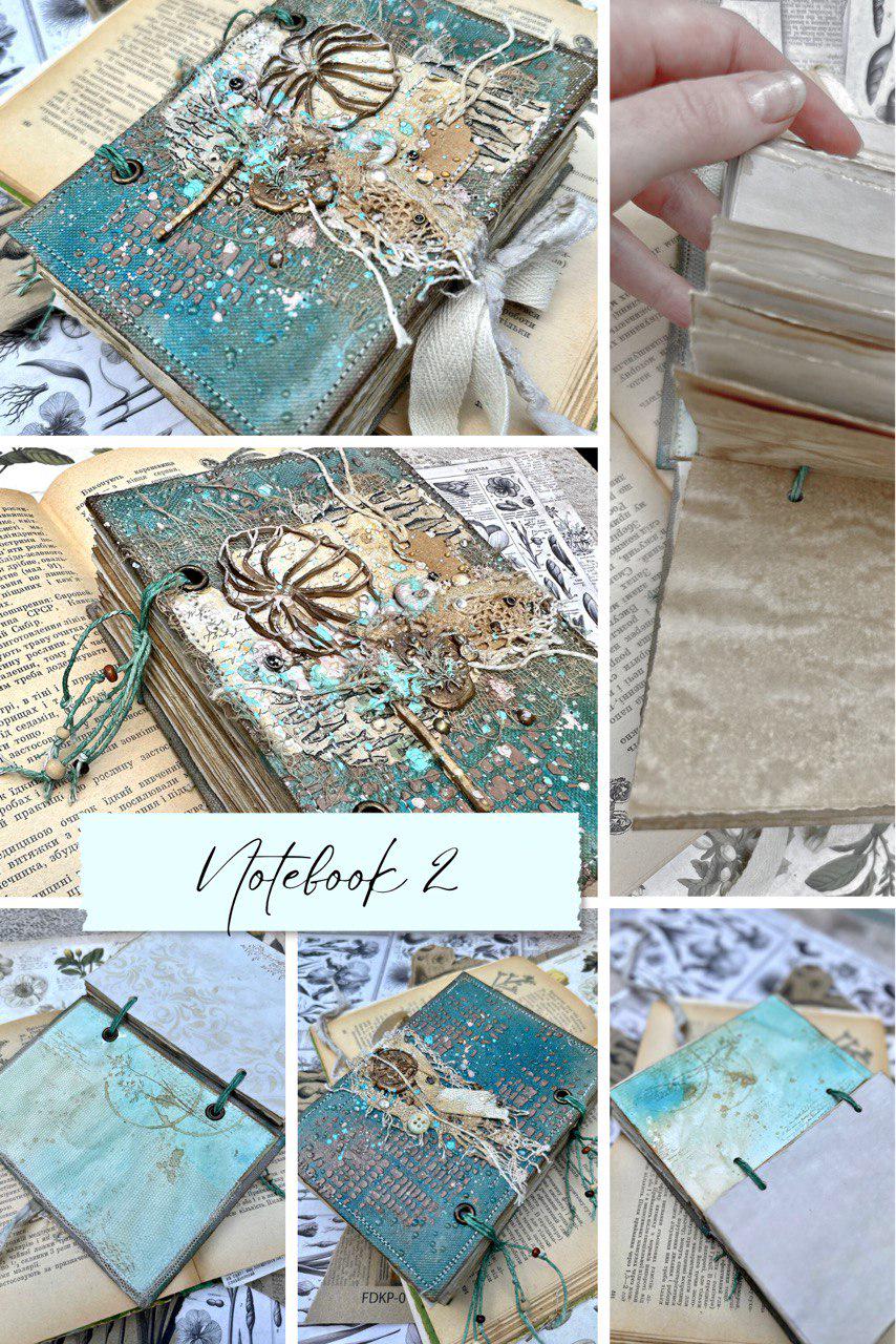 Blue Notebook in Rustic Style, Fabric Junk Journal, Shabby Diary, Attic ...