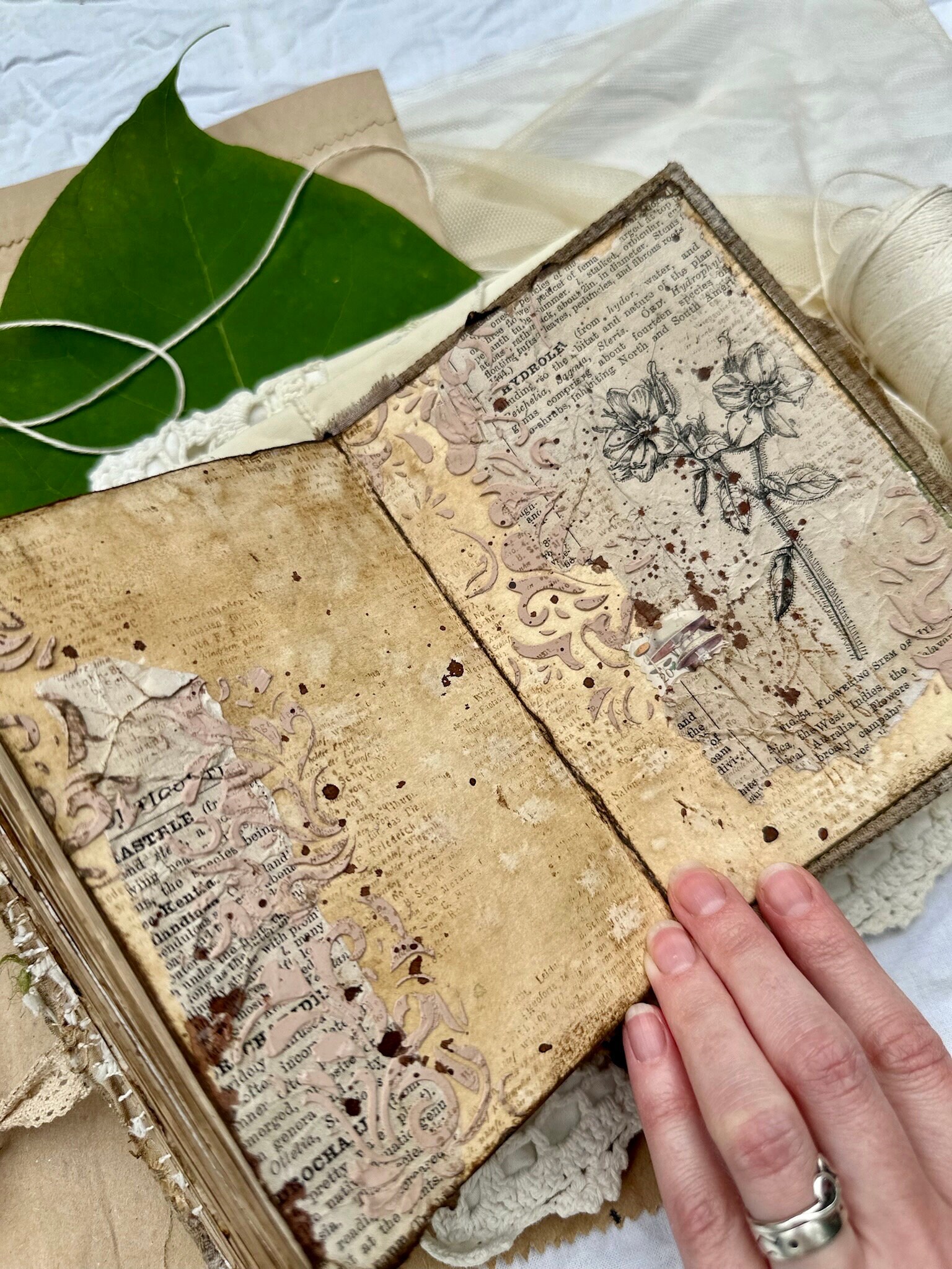 Rustic Burlap Notebook, A6, Vintage Handmade Junk Journal, Forest Old ...