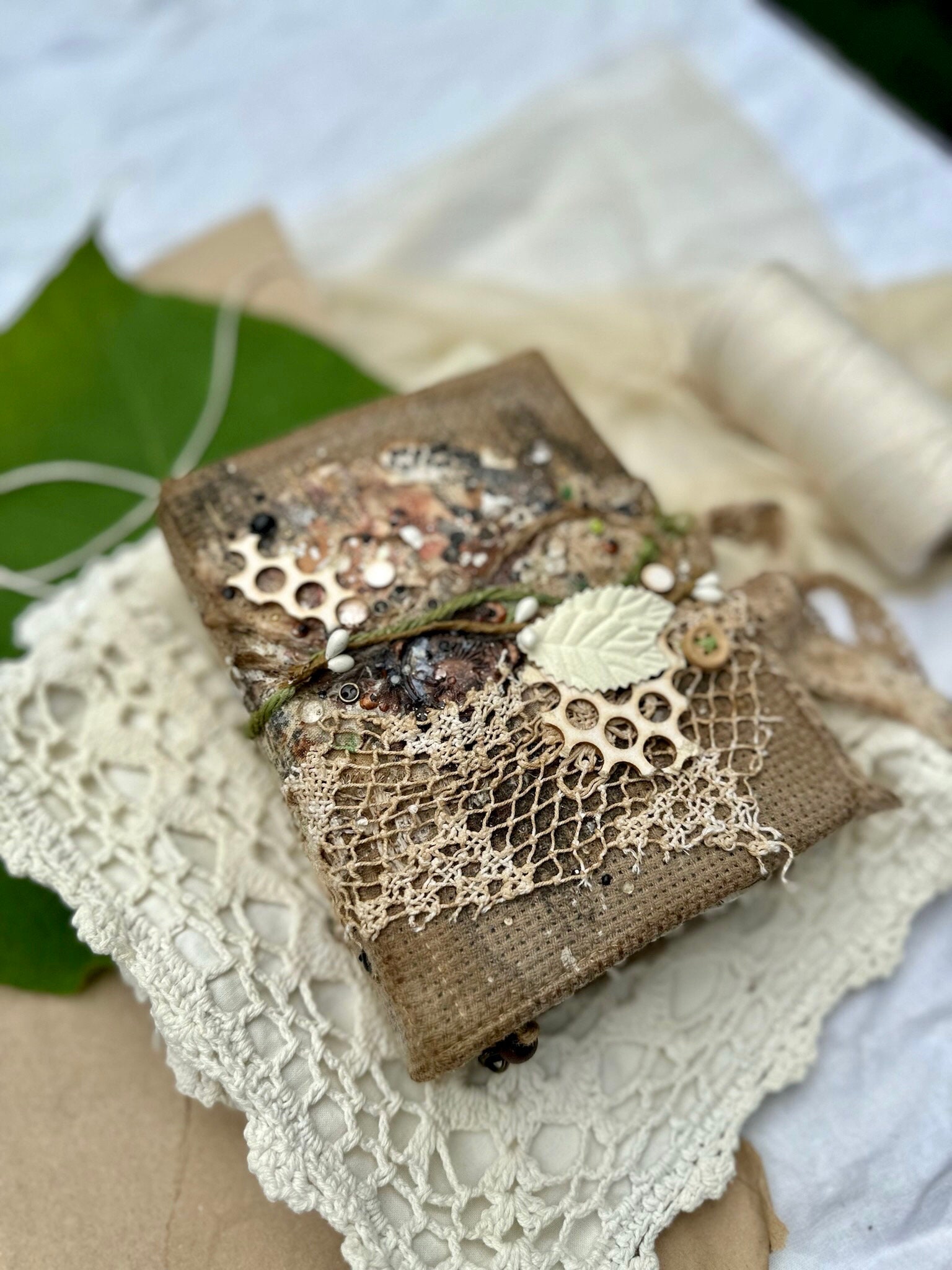 Rustic Burlap Notebook, A6, Vintage Handmade Junk Journal, Forest Old ...