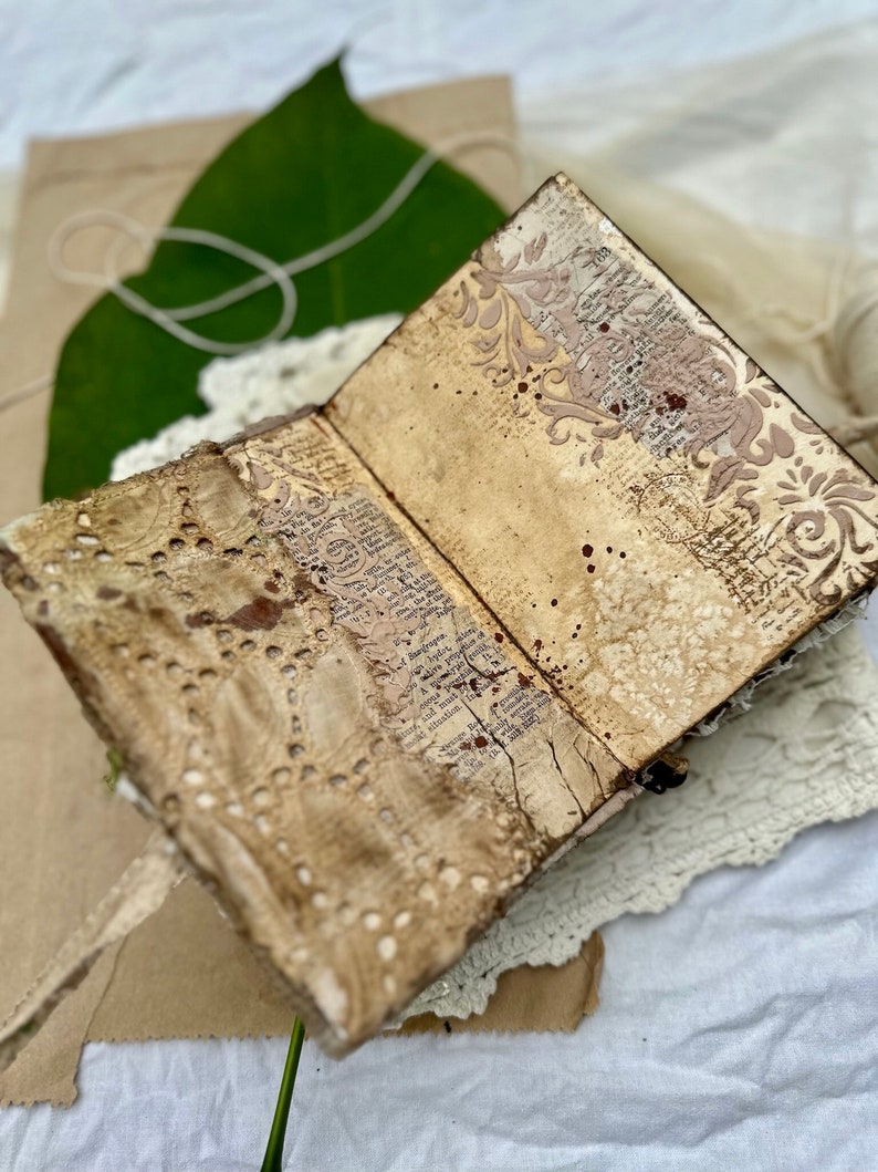 Rustic Burlap Notebook, A6, Vintage Handmade Junk Journal, Forest Old ...