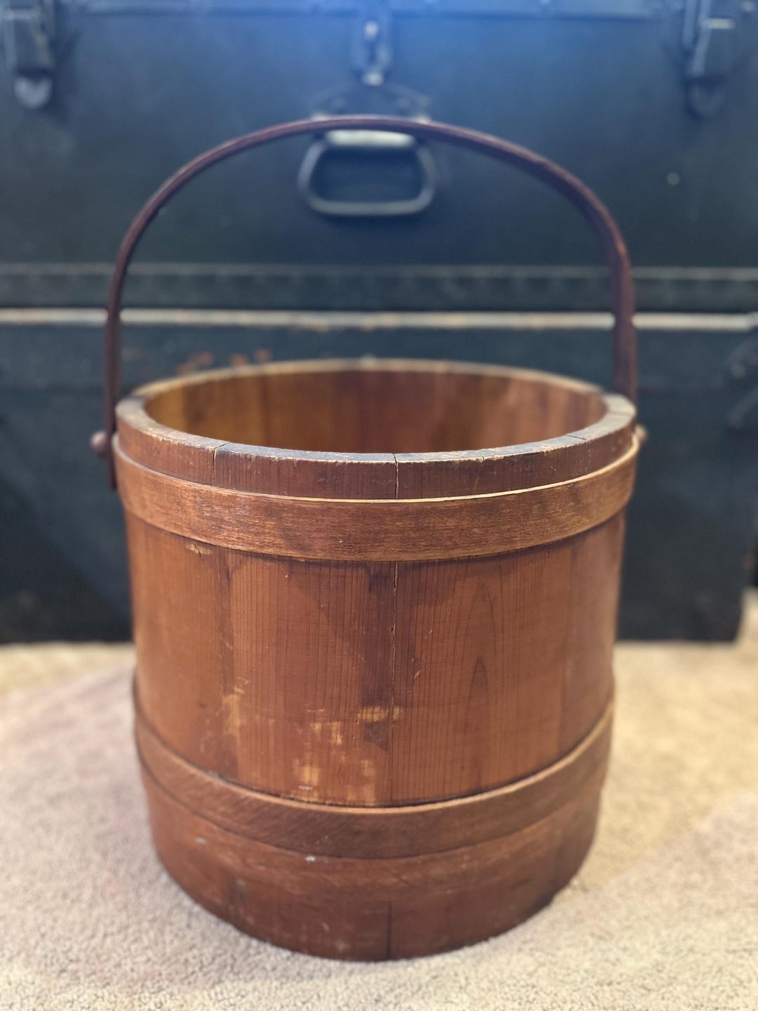 Antique Wood Water Pail With Handle - Etsy