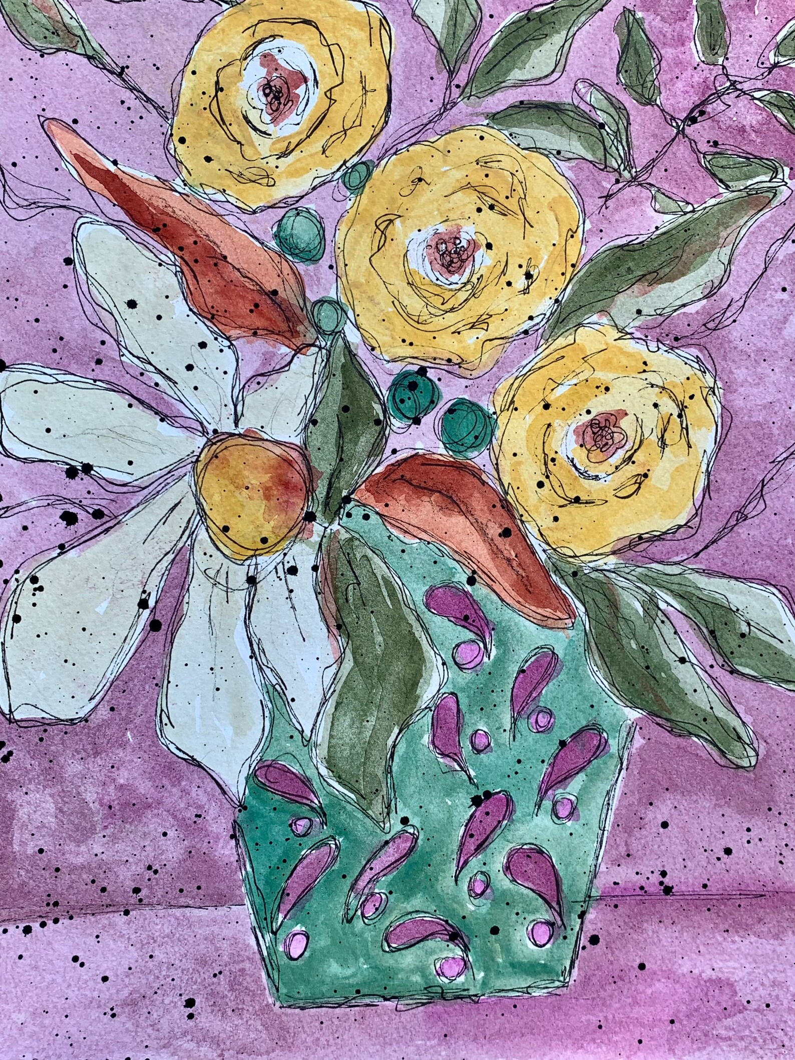 Original Floral Art, Colorful Art, Flower Painting - Etsy