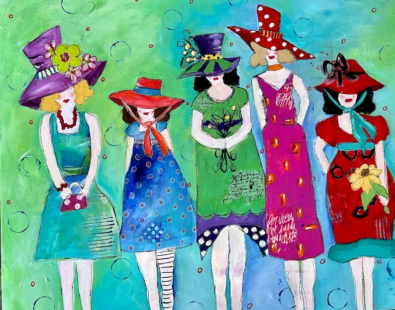 Fancy Ladies, Painted Women in Hats, Whimsical Art - Etsy