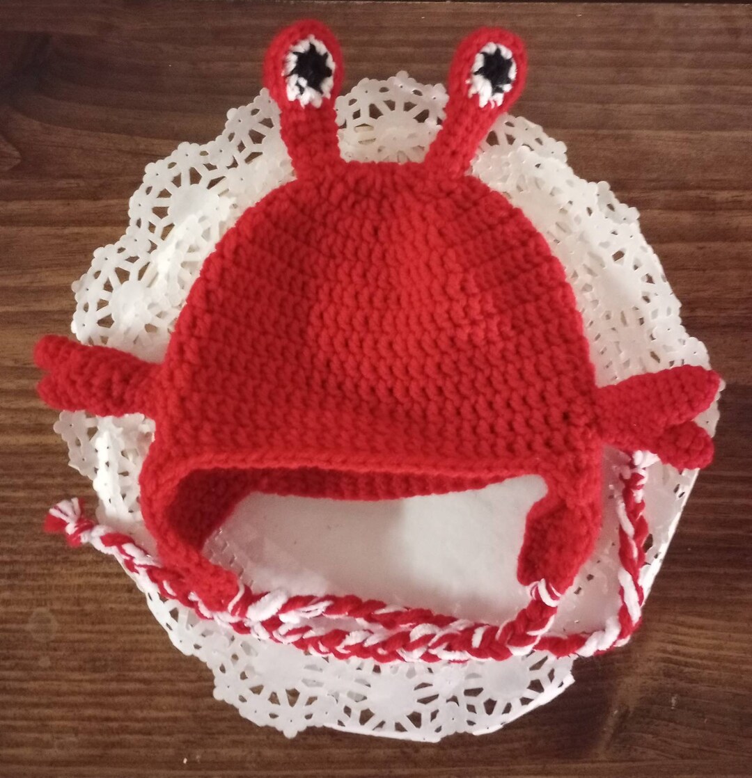 Crocheted Crab Hat: Red 6-12 Months - Etsy