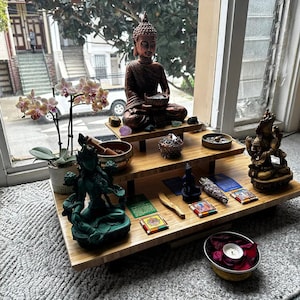Table Top Altar . Beautifully Handcrafted 3 Tier Buddhist Altars Made ...