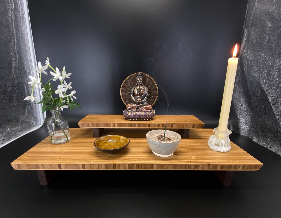 Table Top Altar Beautifully Made Out Eco Friendly Bamboo and Walnut. 2 ...