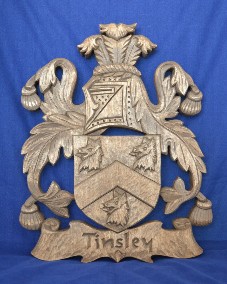 Hand Carved Family Crest: Personalized Wooden Coat of Arms - Etsy