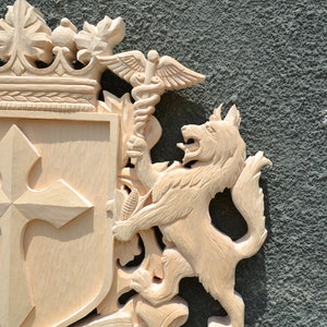 Custom Family Crest Sign, Hand Carved Linden Wood, Personalized Coat of ...