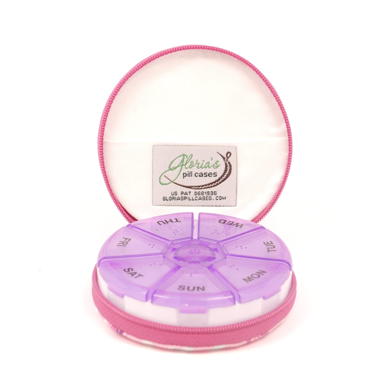 Pink Princess Crown Round Zippered 7-day Travel Pill Case Box Girls ...